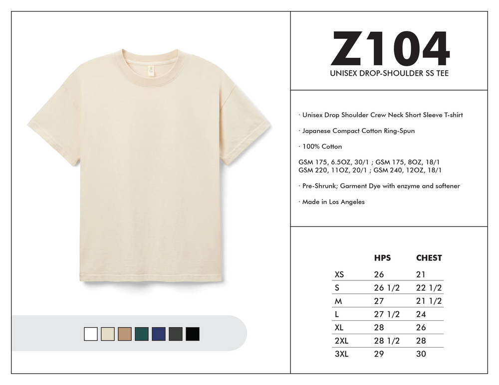 Unisex Oversized SS Crew | Model Z104-J6 | Made by Asher LA – Asherla